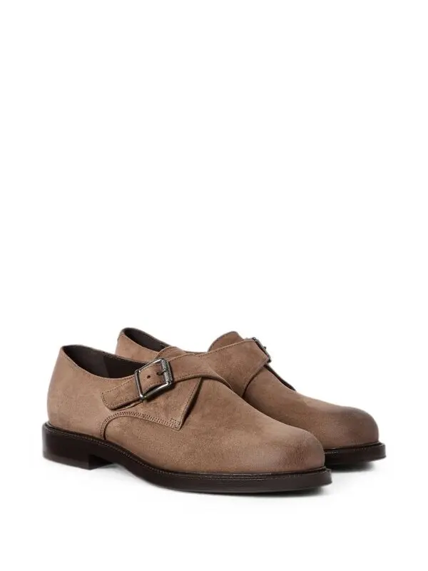 Brunello Cucinelli Suede Monk Strap Derbys