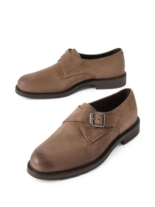Brunello Cucinelli Suede Monk Strap Derbys