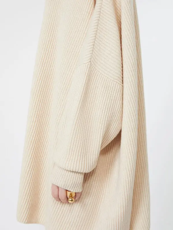 Sportmax Long-sleeved Asymmetrical Collar Dress With Decorative Buttons