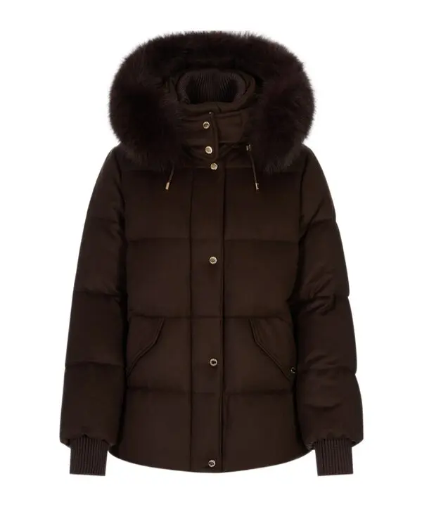 MOORER Hooded Padded Jacket - Chocolate