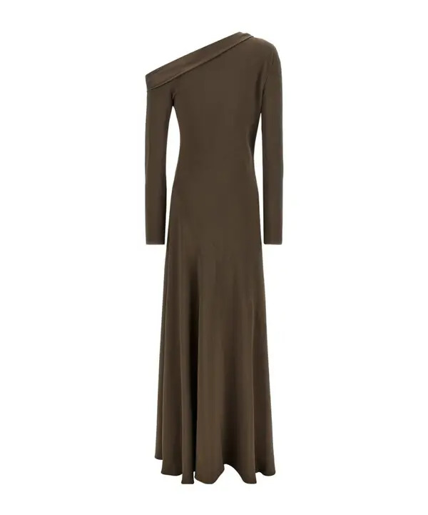 Alberta Ferretti Long Sleeve Asymmetric One-shoulder Gown