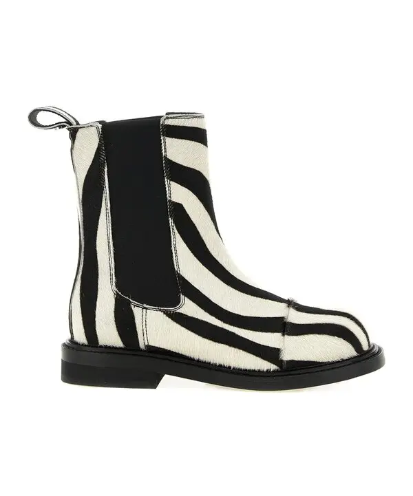 Moschino Zebra-print Ankle Boots - White/black
