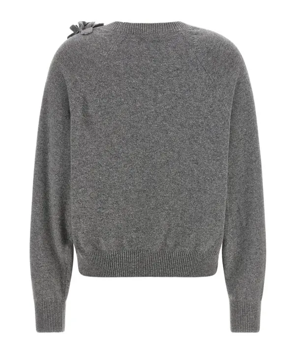 Alberta Ferretti Wool Sweater With Raised Embroidered Flowers