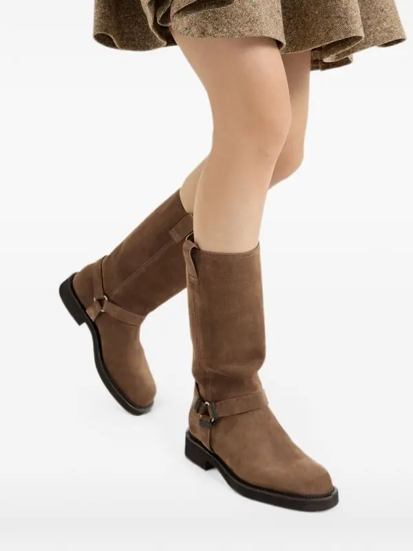 Brunello Cucinelli Suede Biker Boots