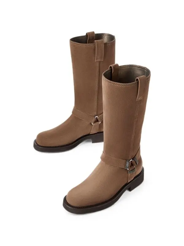 Brunello Cucinelli Suede Biker Boots