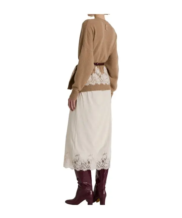 Alberta Ferretti Lace Hem Relaxed Cardigan