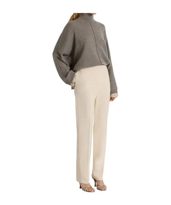 Alberta Ferretti Cashmere Sweater With Lace Cuffs