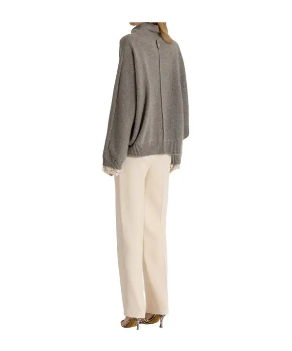 Alberta Ferretti Cashmere Sweater With Lace Cuffs