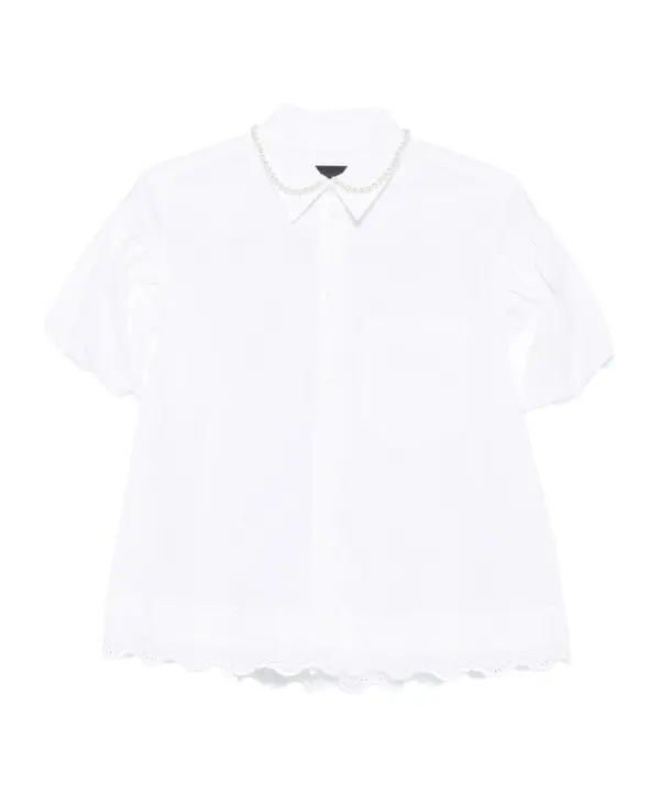 Simone Rocha Short-sleeved Shirt With Broderie-anglaise Hem - No