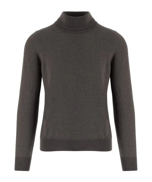 Tagliatore Long-sleeved High Neck Ribbed Knit Sweater - Black