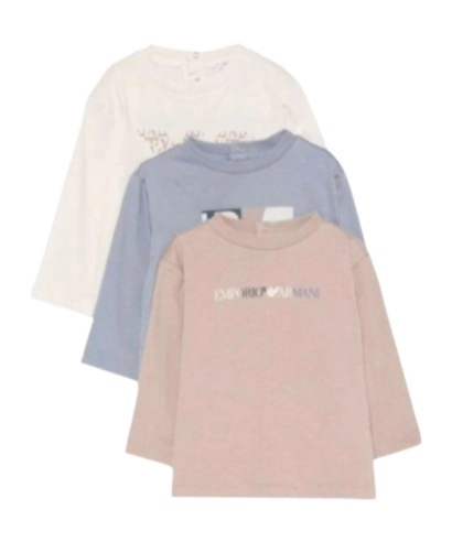 ARMANI Long-sleeve Logo T-shirt 3-pack - Nude