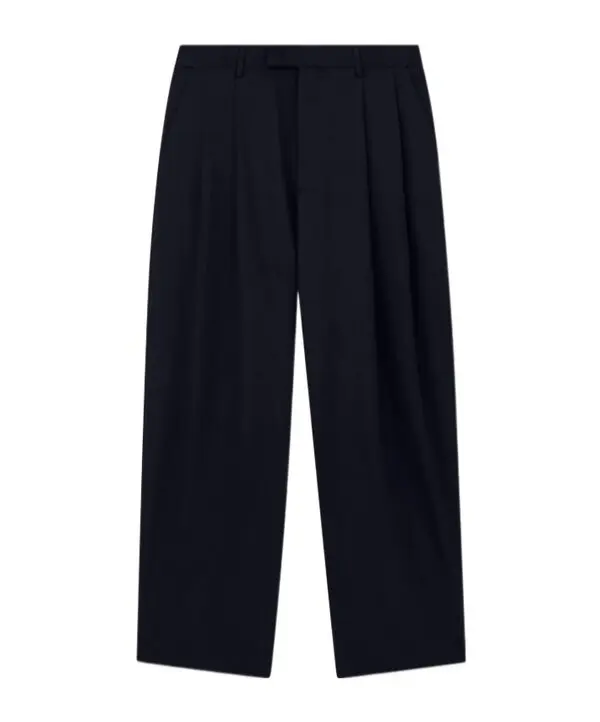 Giorgio Armani Trouser Oversized In Virgin Wool Crepe - Navy Blue
