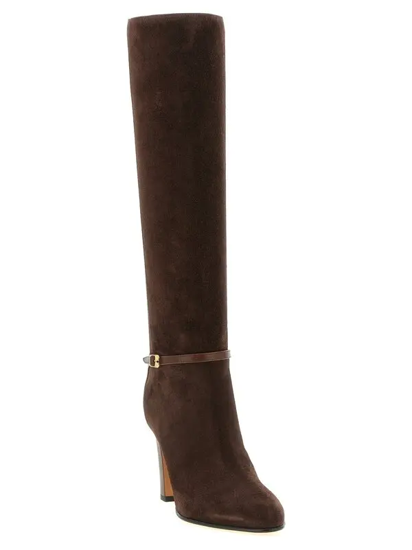Valentino Garavani Vlogo Signature Buckled Boots - Dark Brown