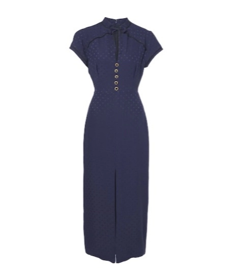 Alessandra Rich Silk Jacquard Midi Dress - Blue