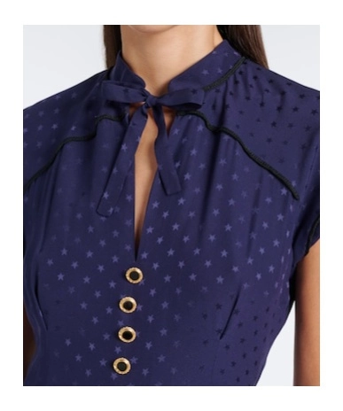 Alessandra Rich Silk Jacquard Star Motif Midi Dress - Blue