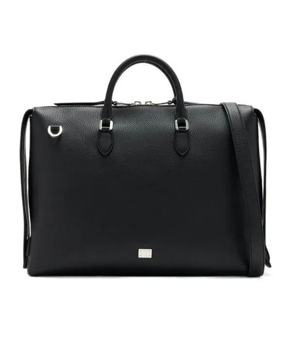 Dolce & Gabbana Dolce Gabbana Logo Plaque Zipped Laptop Bag - Black