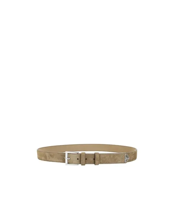 Prada Logo Plaque Suede Belt - No