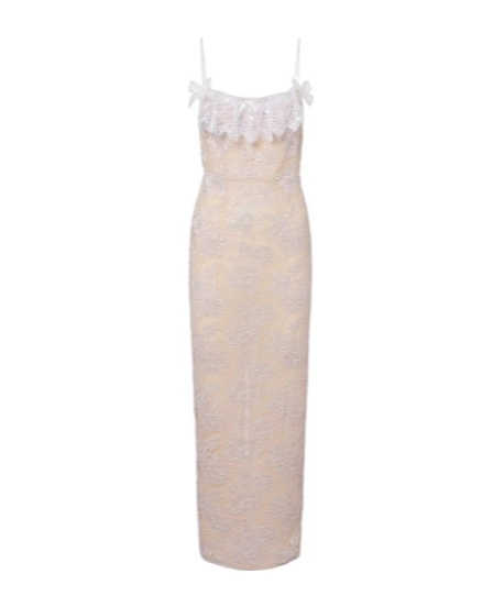 Alessandra Rich Ruffled Sequined Lace Slip Dress - Grey