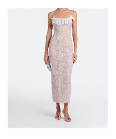 Alessandra Rich Ruffled Sequined Lace Maxi Dress