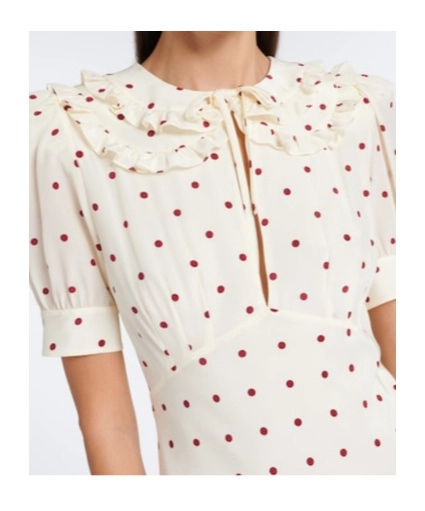 Alessandra Rich Ruffled Polka Dot Silk Midi Dress - White