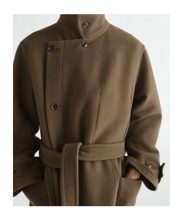 LEMAIRE Wool Wrap Coat - Thyme