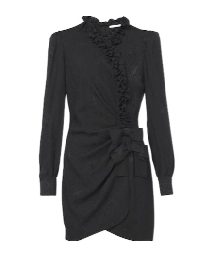 Alessandra Rich Bow-embellished Ruffled Silk Ripple Mini Dress - Black
