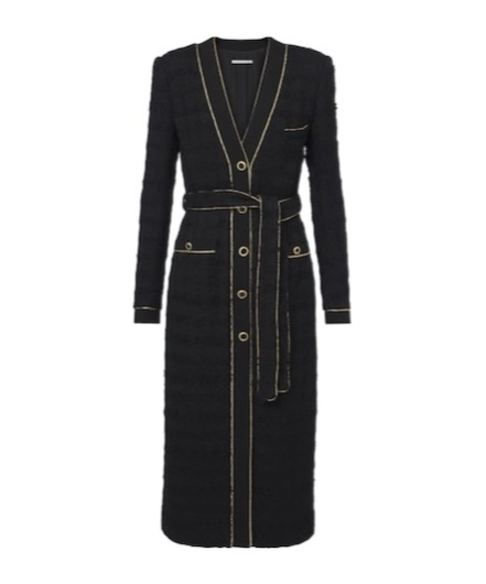 Alessandra Rich Belted Cotton-blend Bouclé Tweed Coat - Black