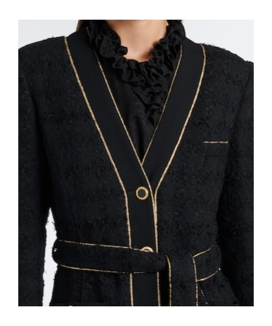 Alessandra Rich Belted Cotton-blend Bouclé Tweed Coat