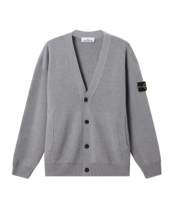 Stone Island Loose-fit V-neck Cardigan With Pockets - Ashes