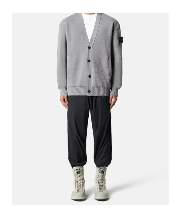 Stone Island Loose-fit V-neck Cardigan With Pockets - Ashes