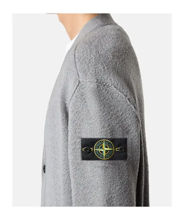 Stone Island Loose-fit V-neck Cardigan With Pockets - Ashes
