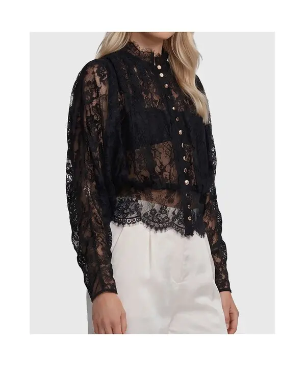 SELF-PORTRAIT Lace High Neck Blouse