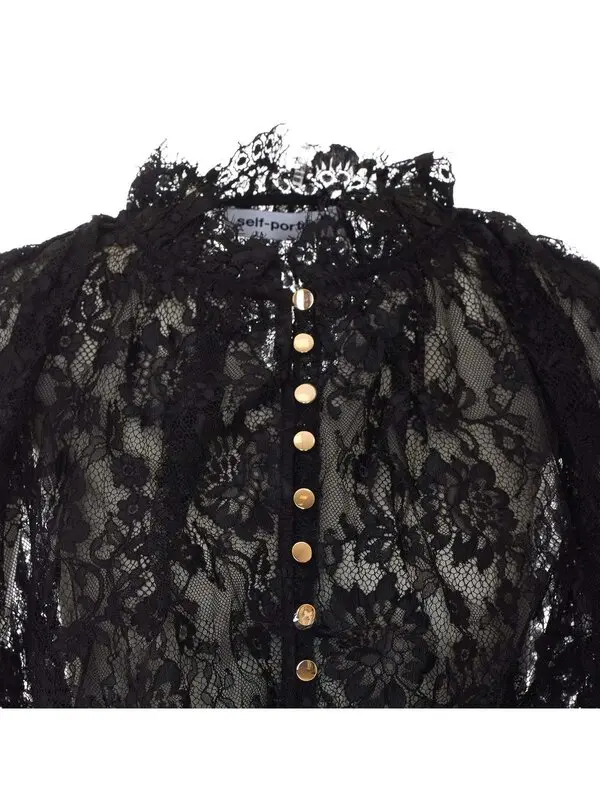 SELF-PORTRAIT High Neck Lace Blouse