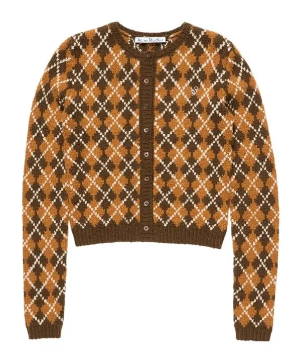 Acne Studios Argyle-knit Button-up Cardigan - White