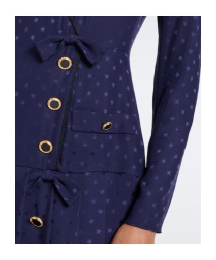 Alessandra Rich Pleated Silk Jacquard Midi Dress With Star Motifs