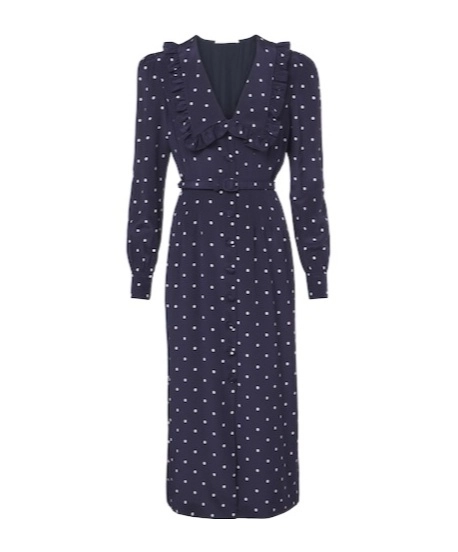 Alessandra Rich Belted Polka-dot Silk Midi Dress - Blue
