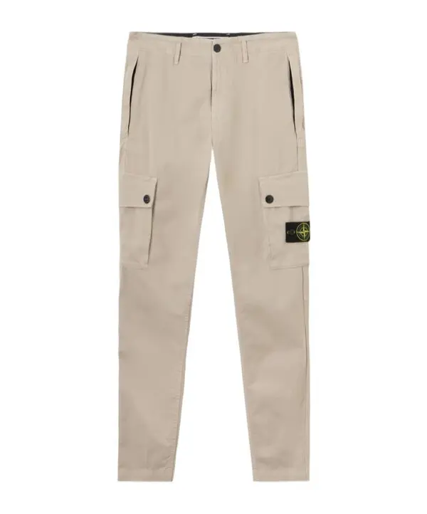 Stone Island Slim-fit Cargo Trousers With Zip Hand Pockets - Sand