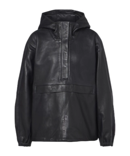 RÓHE Hooded Oversized Leather Jacket - Black