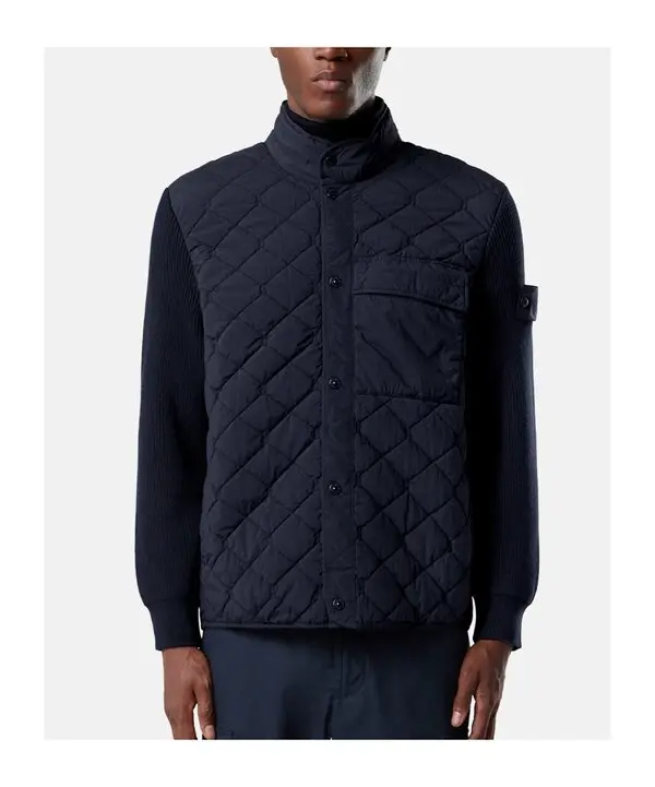 Stone Island Quilted Jacket With Logo Patch