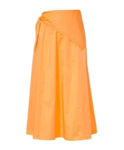 Vince Cotton Poplin Midi Skirt - Orange