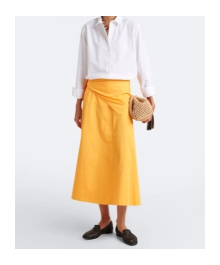 Vince Cotton Poplin Midi Skirt - Orange