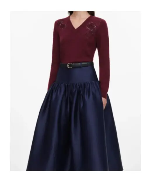 SELF-PORTRAIT Burgundy Flower Wool Jumper