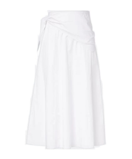 Vince Cotton Poplin Midi Skirt - White