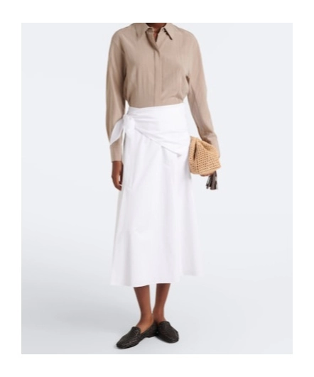 Vince Cotton Poplin Midi Skirt - White