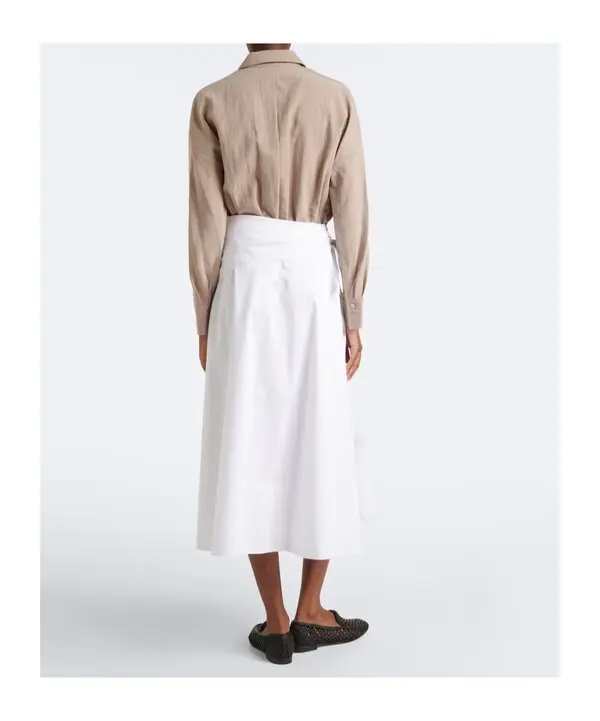 Vince Cotton Poplin Midi Skirt - White