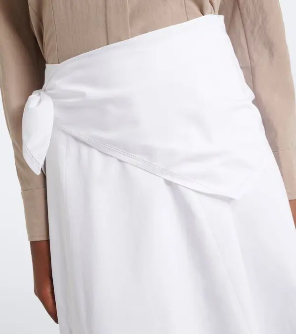 Vince Cotton Poplin Midi Skirt - White