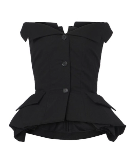 Magda Butrym Peplum Cotton Bustier Top - Black