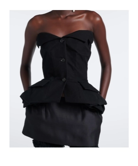 Magda Butrym Peplum Cotton Bustier Top