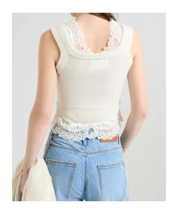 Ermanno Scervino Layer-effect Cashmere Top With Lace Details