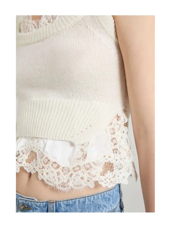 Ermanno Scervino Layer-effect Cashmere Top With Lace Details